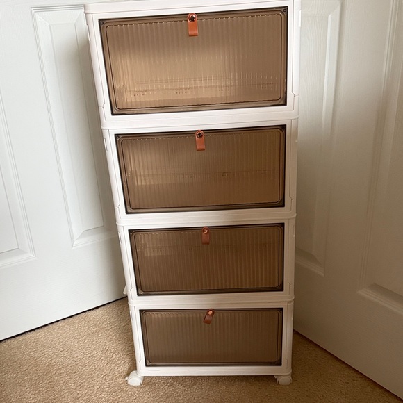 Storage & Organization | 4tier White And Brown Storage Drawer Unit ...